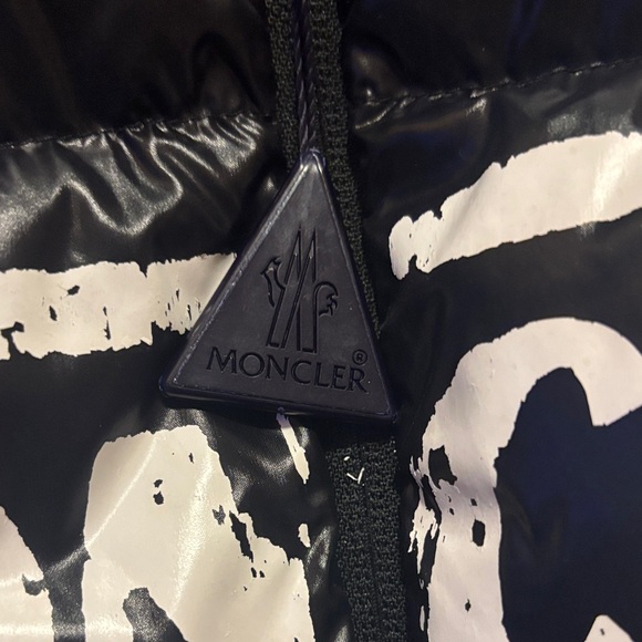 Moncler | Jackets & Coats | Moncler Shiny Black Jacket With White ...